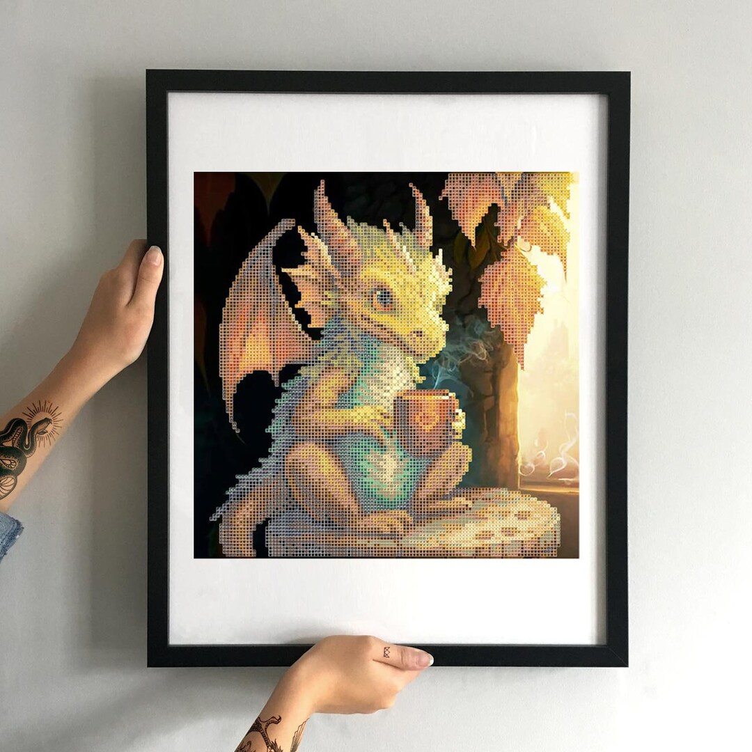 Bead Embroidery Kit Little Dragon, Needlepoint Kit, Embroidered ...