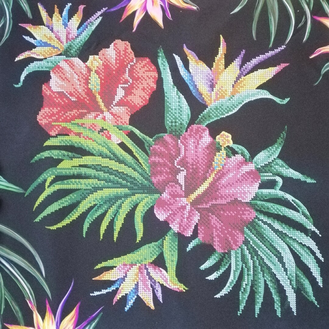 Bead Embroidery Kit Jungle Flowers Needlepoint Kit Bright Flowers ...