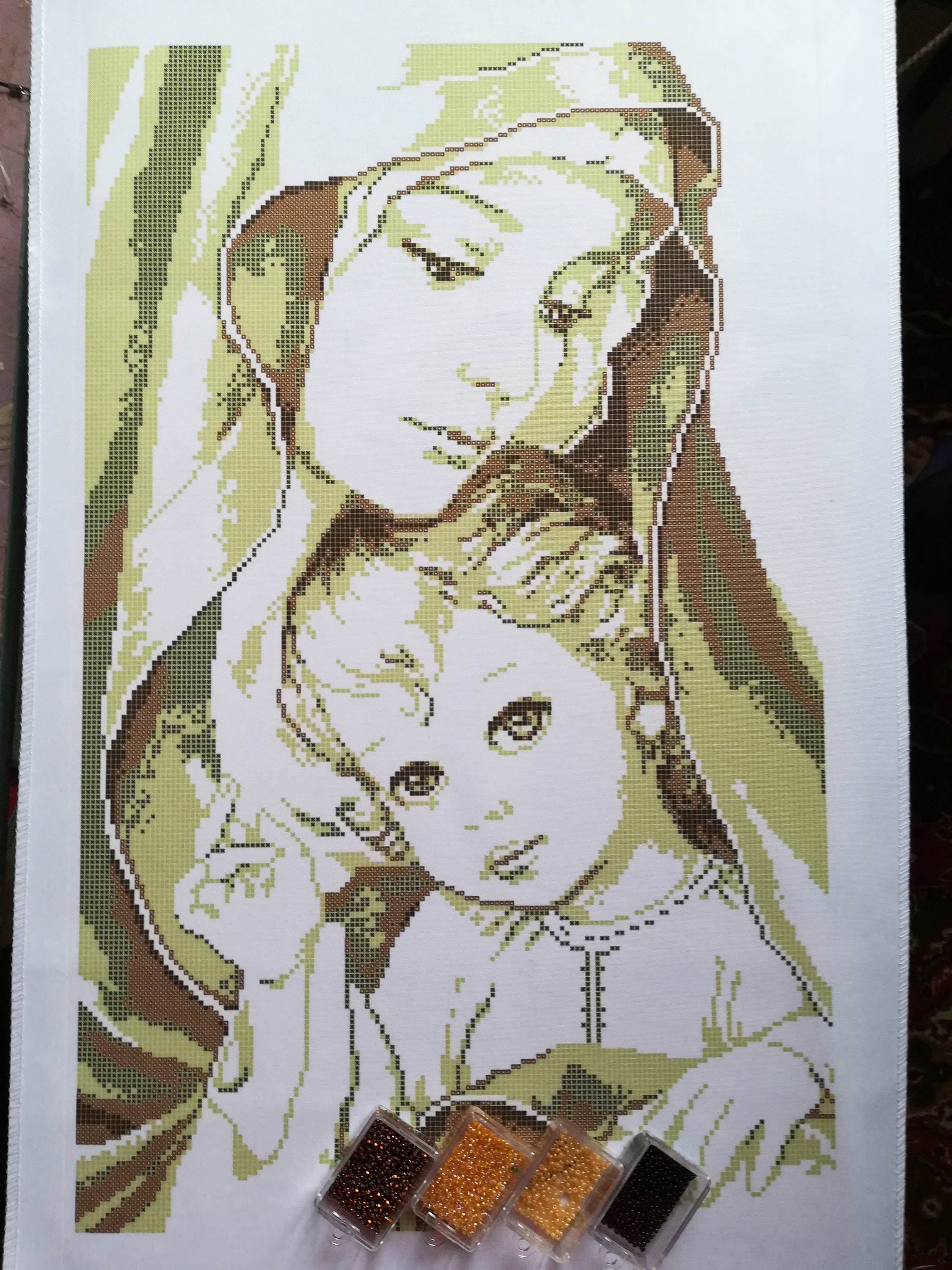 Art & Collectibles Beaded embroidery of the Madonna and Child Acrylic ...