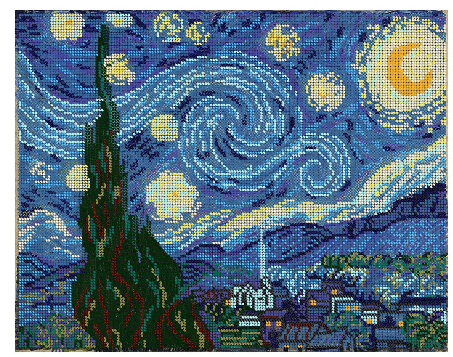 Beaded Embroidery Kit Starry Night Van Gogh Embroidery Paintings Fabric ...