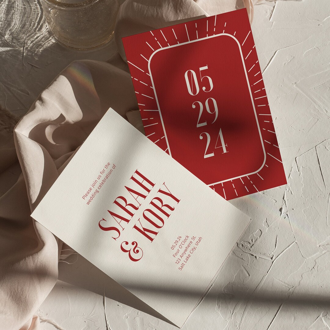Red Burst Wedding Invitation Suite | Wedding Invitation Suite | Modern ...