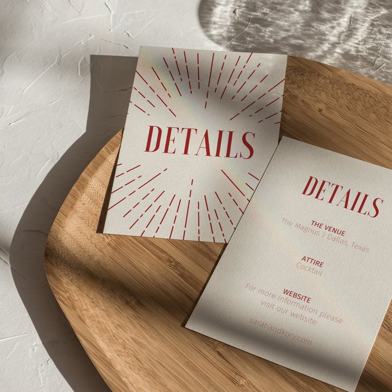 Red Burst Wedding Invitation Suite: Modern Editable Template (DIY Canva ...