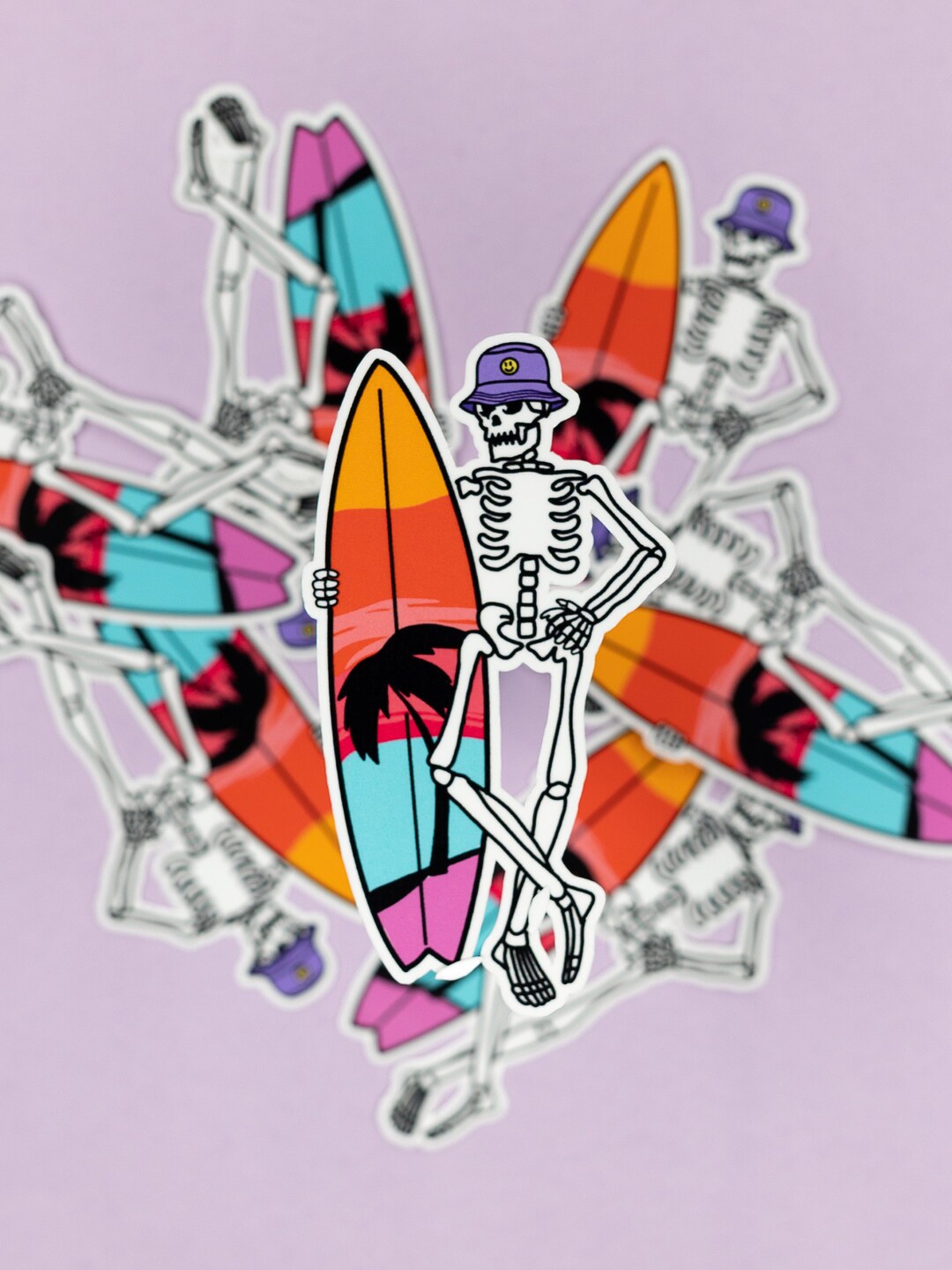 Surfing Skeleton Sticker Waterproof Sticker for Laptop, Phone, Etc. - Etsy