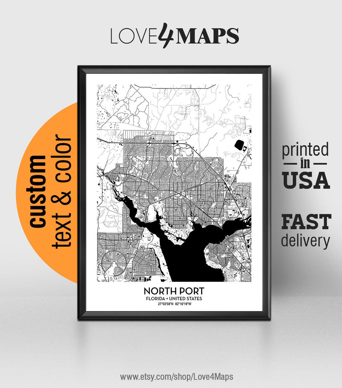 North Port Florida Map North Port City Print North Port - Etsy