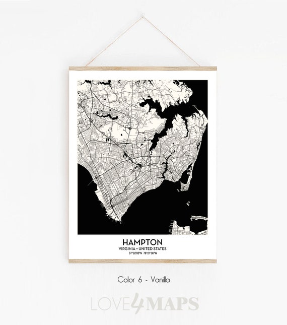 Hampton VA City Map poster print wall art decor Hampton | Etsy