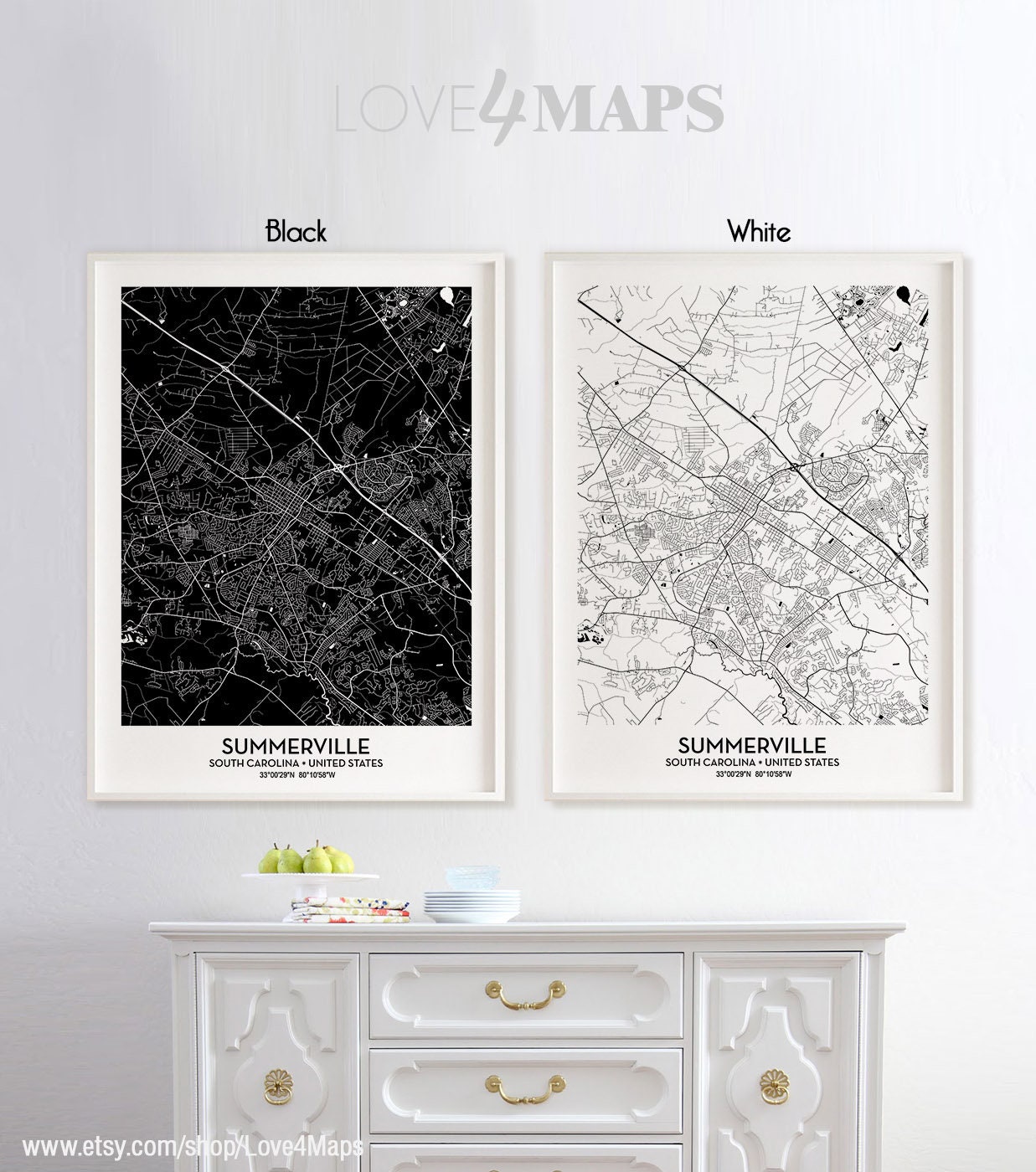 Summerville South Carolina Map Summerville City Print - Etsy