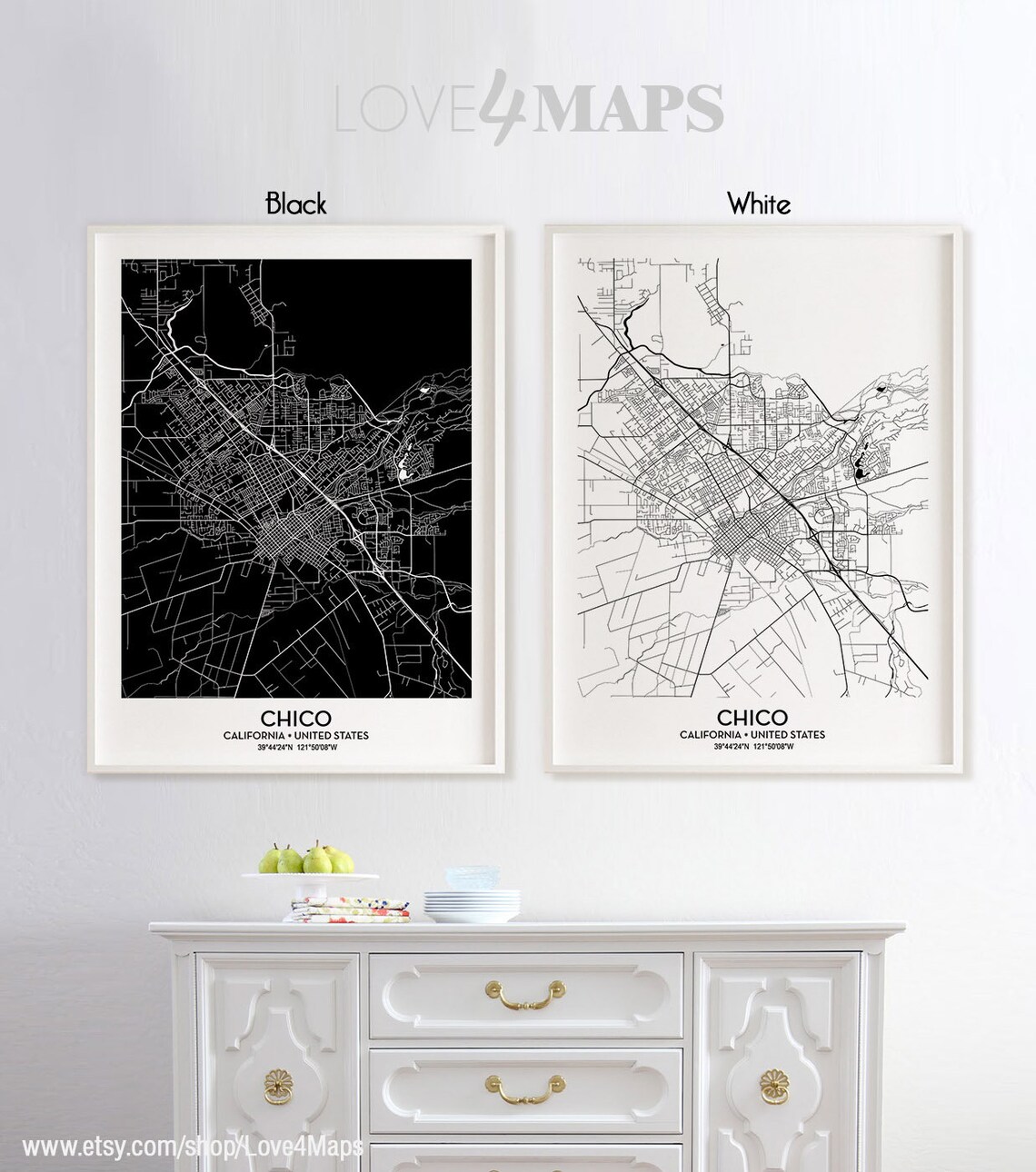 Chico California Map Chico City Print Poster Personalized | Etsy