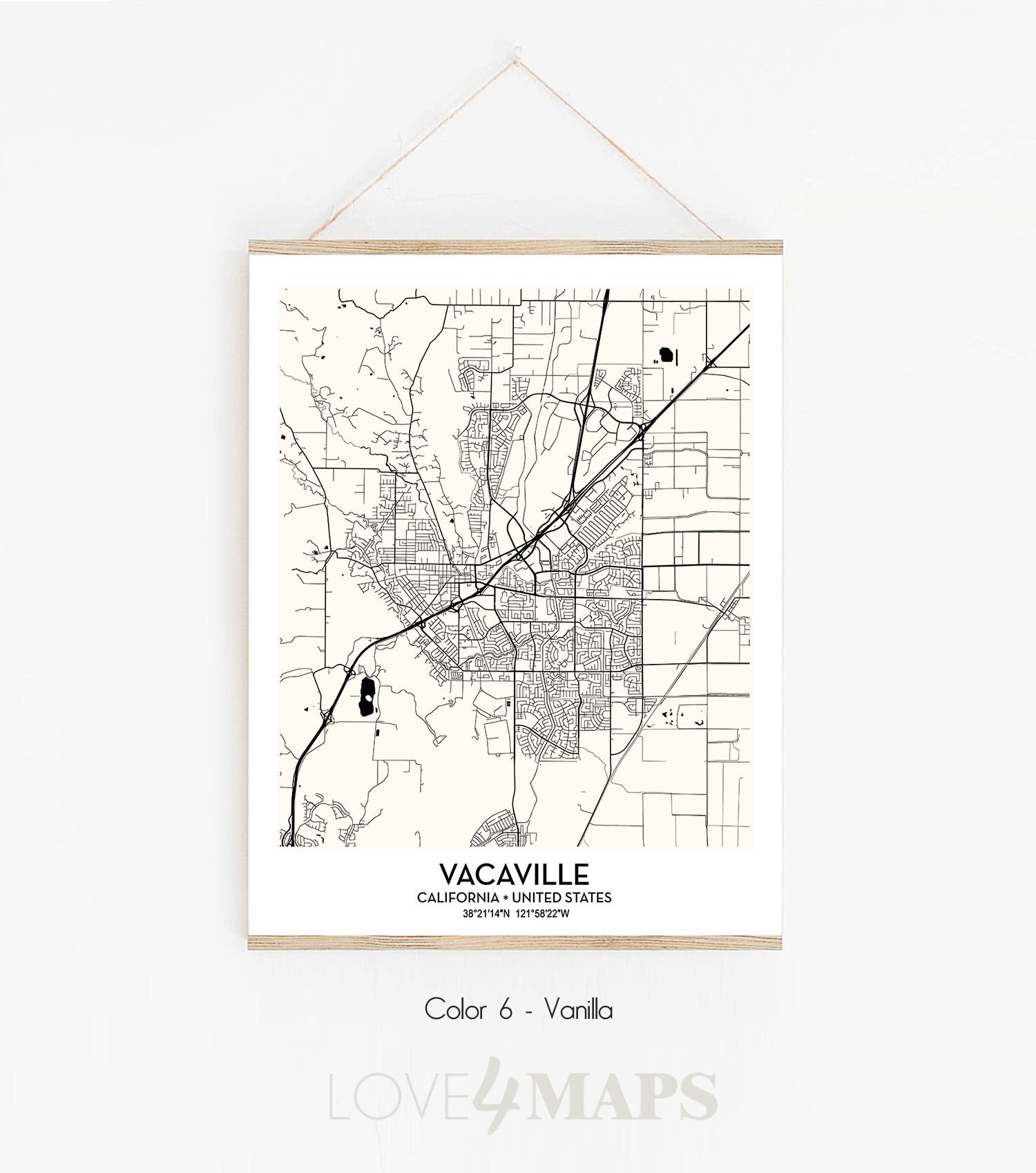 Vacaville CA City Map poster print wall art decor Vacaville | Etsy
