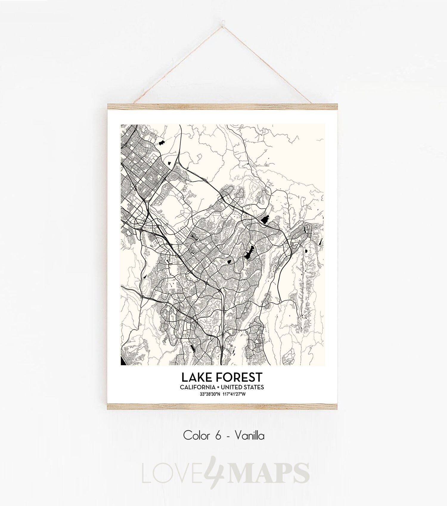 Lake Forest CA City Map poster print wall art decor Lake | Etsy
