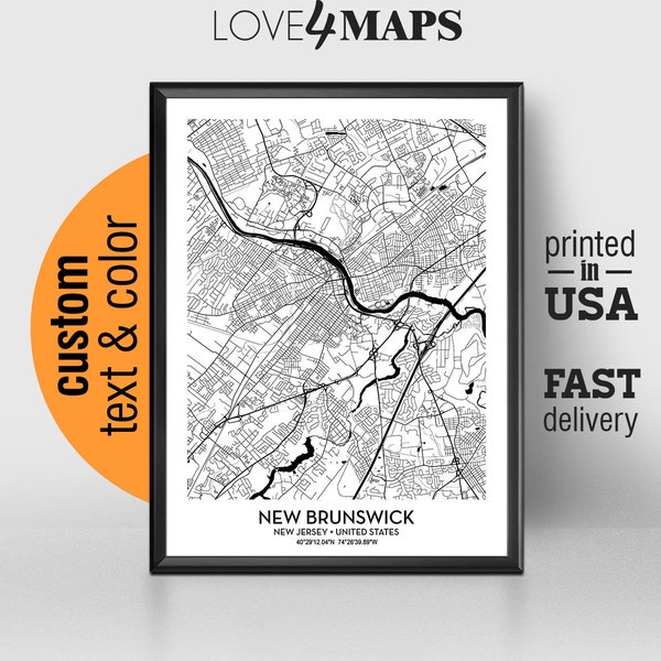 New Brunswick Map - Etsy