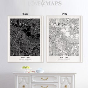 Whittier California Map, Whittier City Print Poster, Personalized ...