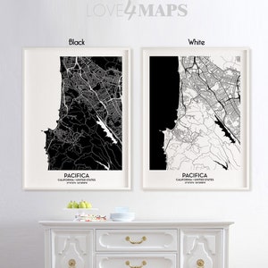 Pacifica California Map Pacifica City Print Pacifica Poster | Etsy