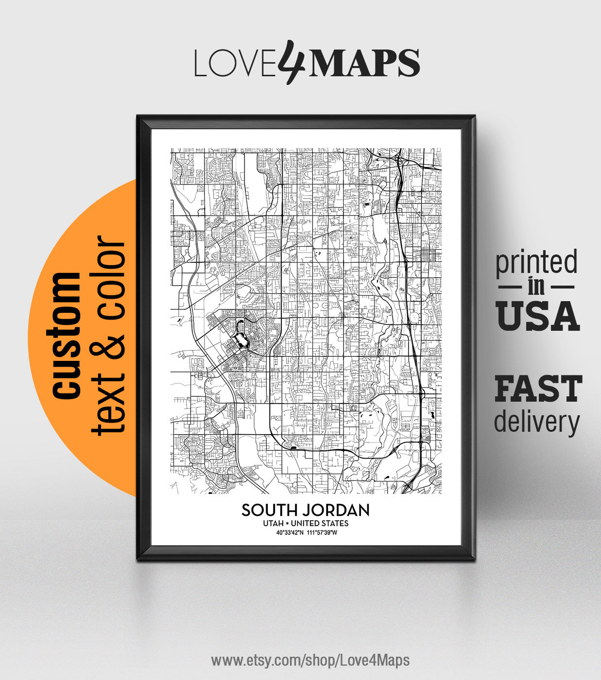South Jordan Utah Map South Jordan City Print South Jordan - Etsy UK