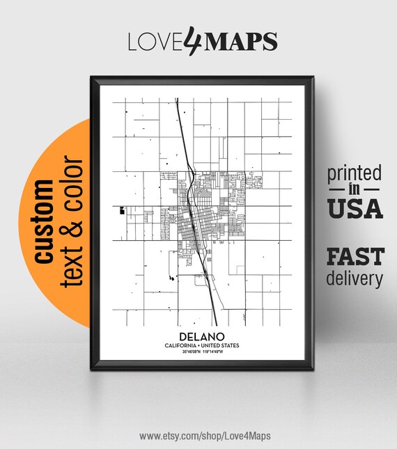 Delano California Map Delano City Print Delano Poster | Etsy