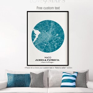 Waco Map Print Poster, Waco City Texas Print, Personalized Wedding Map ...