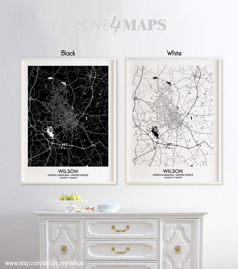 Wilson North Carolina Map Wilson City Print Wilson Poster | Etsy