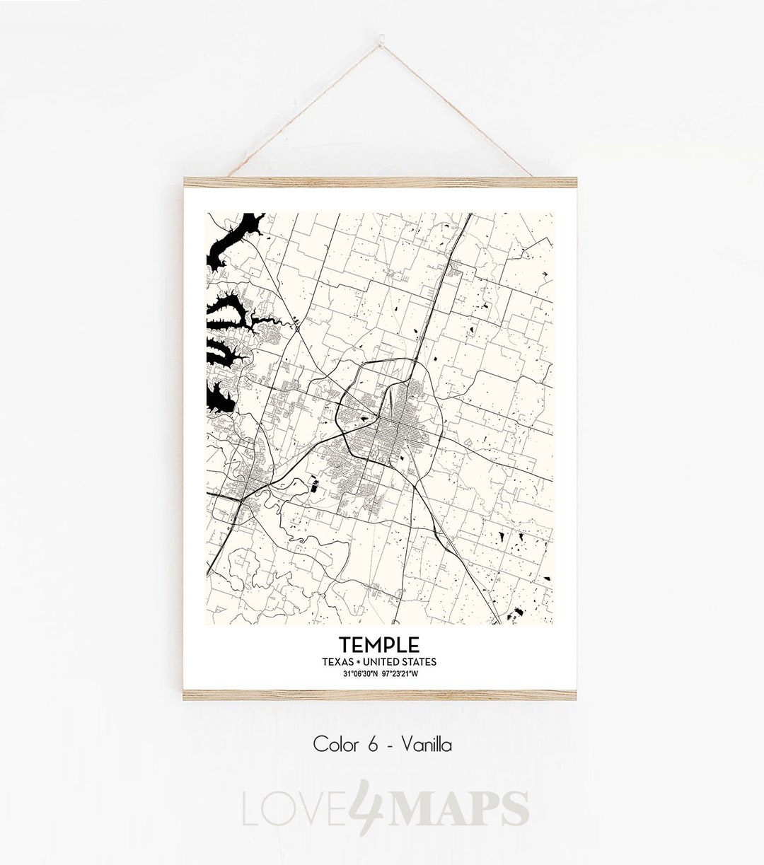 Temple TX City Map Poster Print Wall Art Decor Temple Texas - Etsy