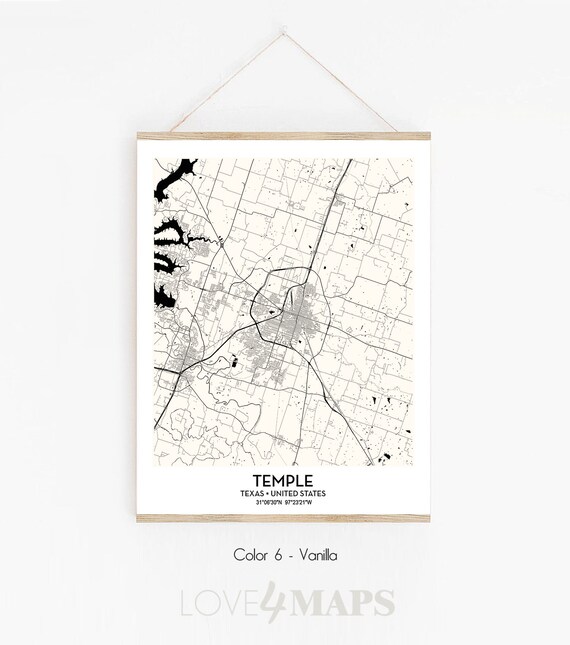 Temple TX City Map Poster Print Wall Art Decor Temple Texas - Etsy