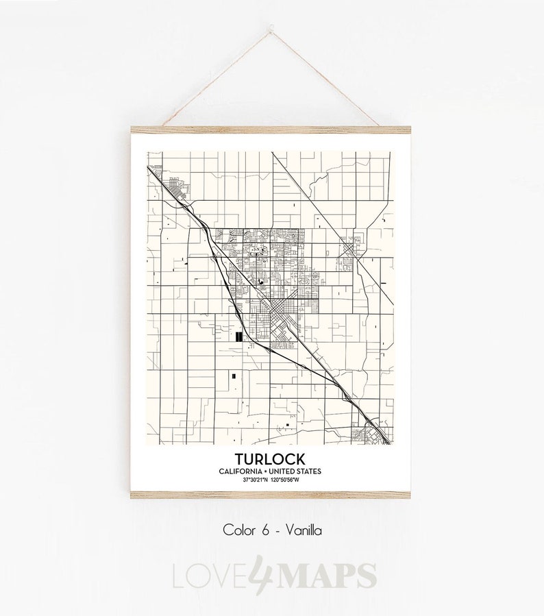 Turlock CA City Map Poster Print Wall Art Decor Turlock - Etsy