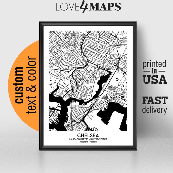 Chelsea Ma Map Print - Etsy