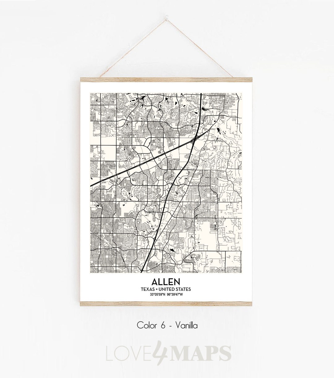 Allen TX City Map Poster Print Wall Art Decor Allen Texas - Etsy