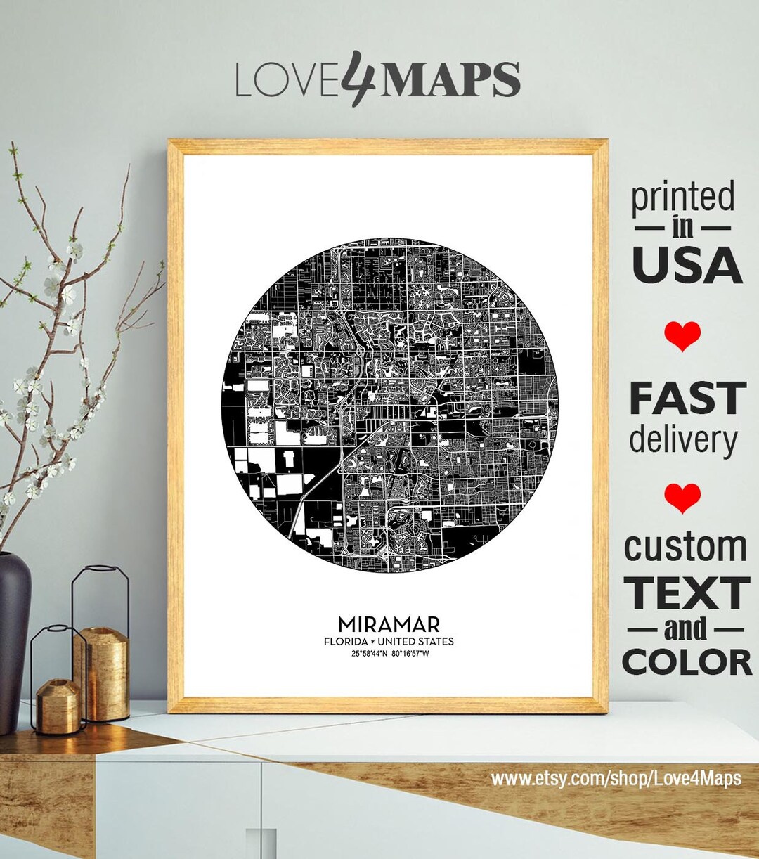 Miramar Map Print Poster, Miramar City Florida Print, Personalized ...