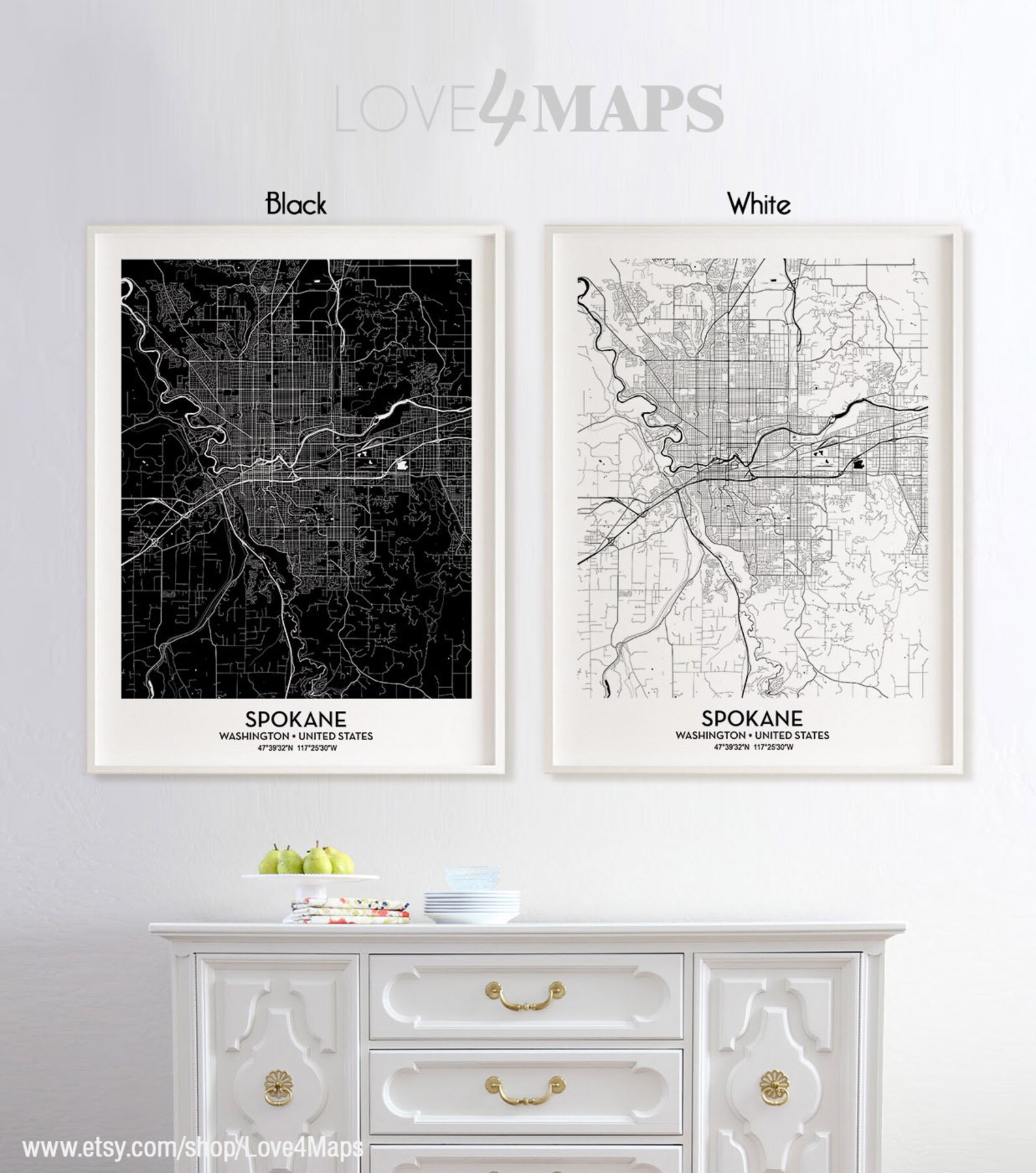 Spokane Washington Map Spokane City Print Spokane Poster - Etsy