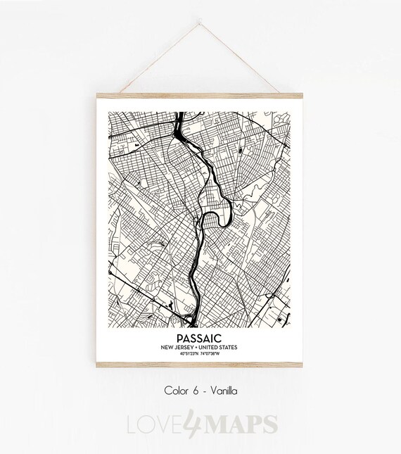 Passaic City Map Passaic NJ Map Passaic Map Print Modern Map Poster ...