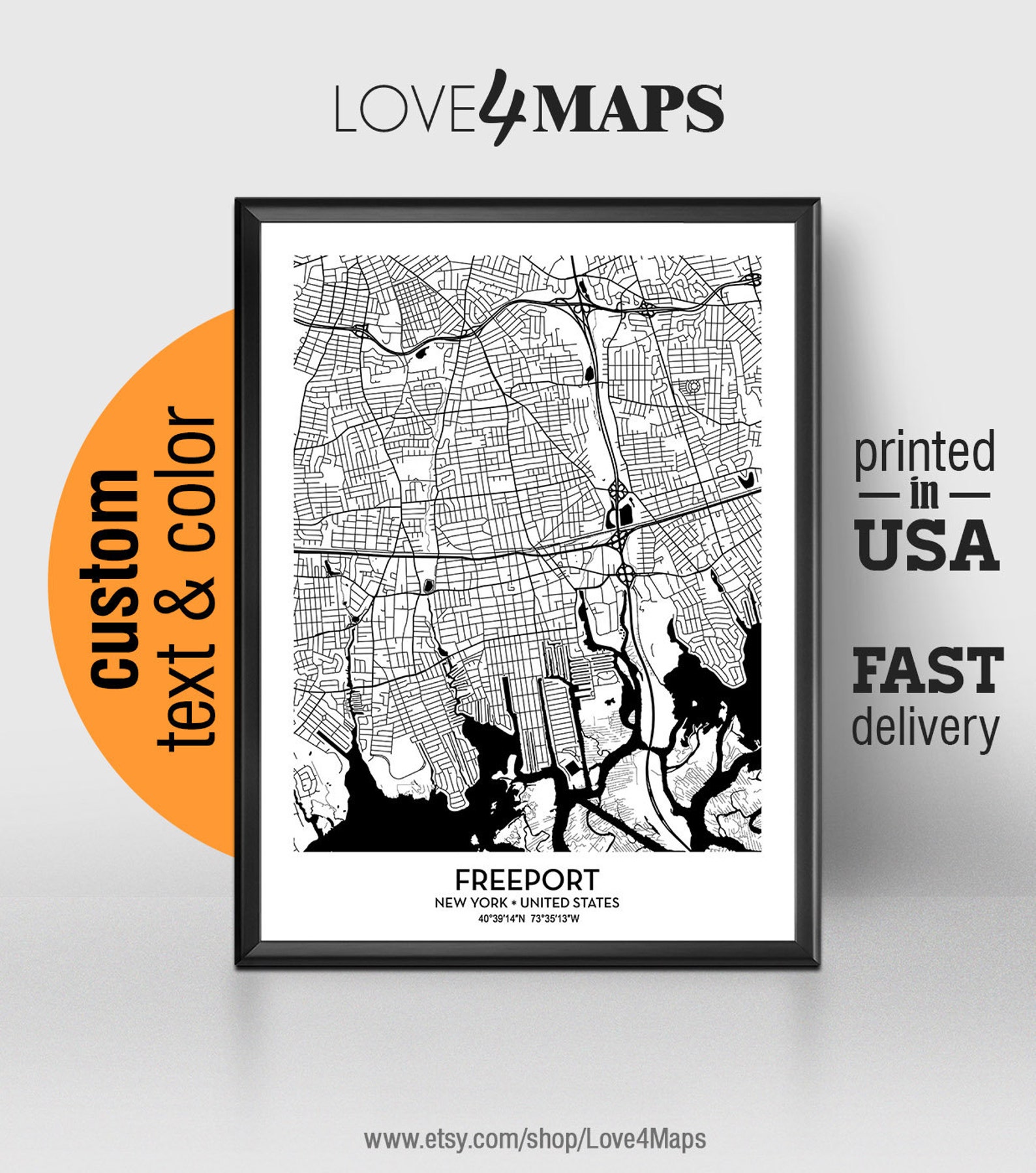 Freeport New York Map Freeport City Print Freeport Poster | Etsy