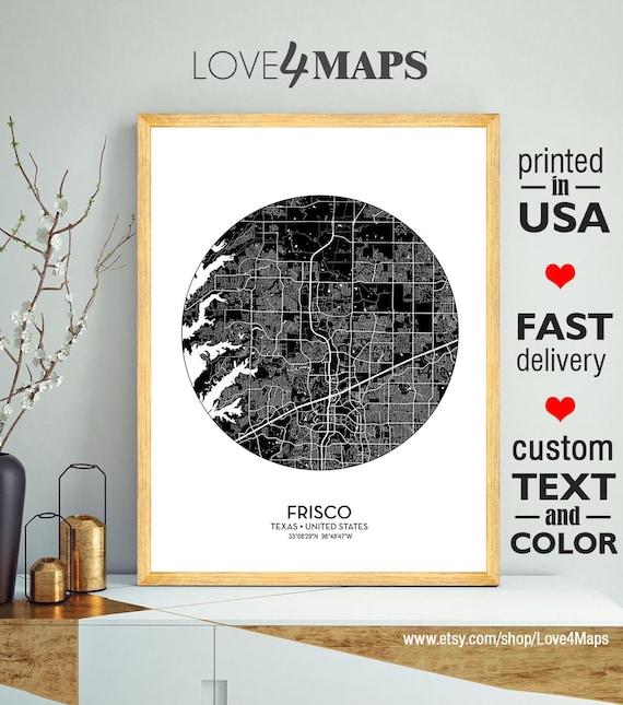 Art & Collectibles Frisco art Frisco map Frisco Texas map Frisco poster ...
