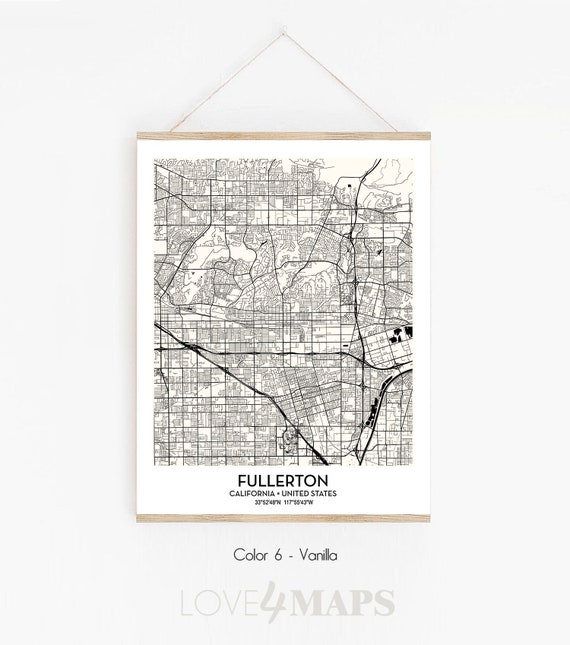 Fullerton CA City Map poster print wall art decor Fullerton | Etsy