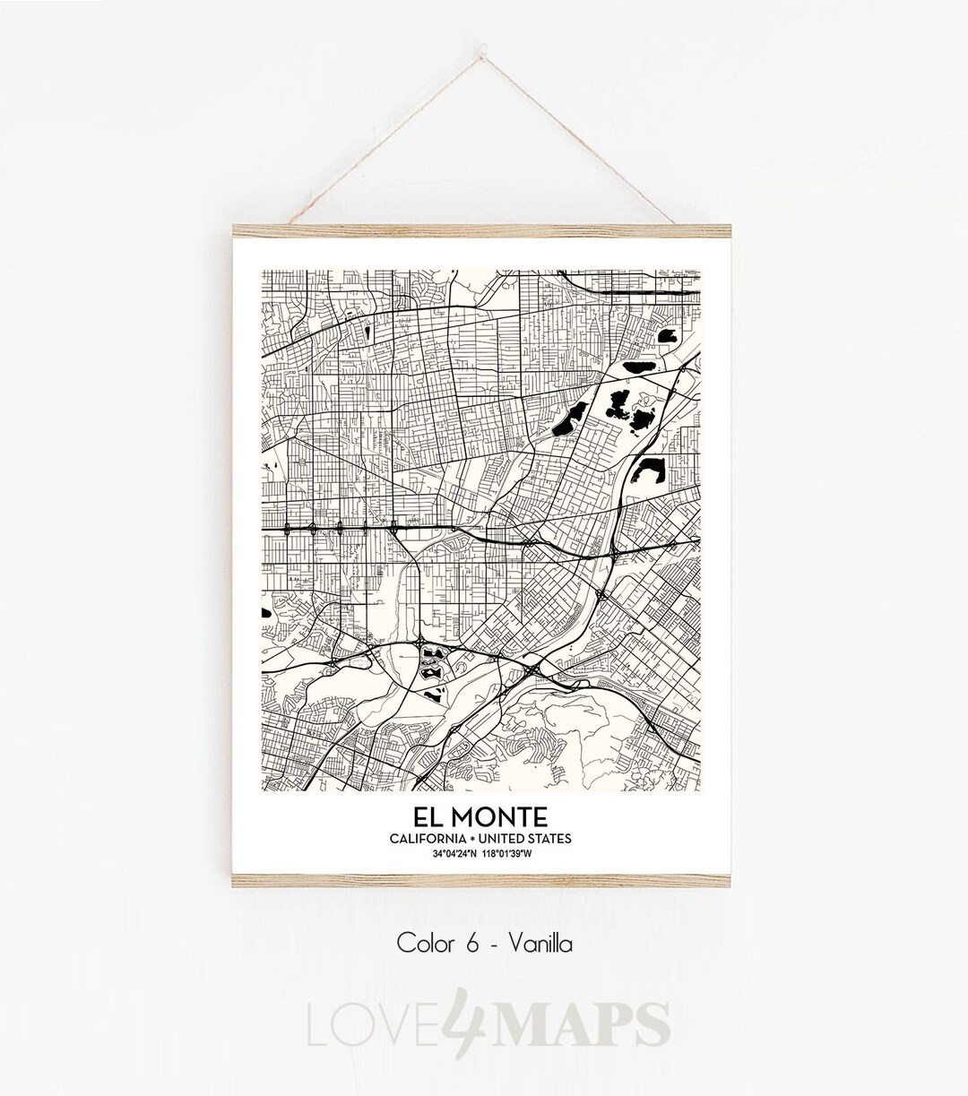 El Monte CA City Map Poster Print Wall Art Decor El Monte California ...