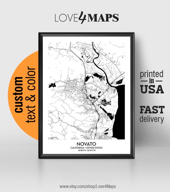 Novato California Map Novato City Print Novato Poster | Etsy