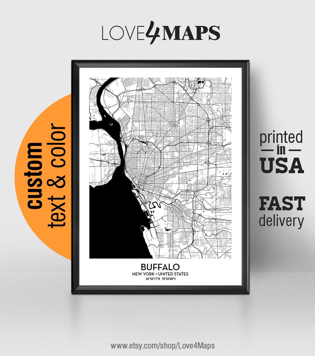 Buffalo New York Map, Buffalo City Print, University at Buffalo Poster ...