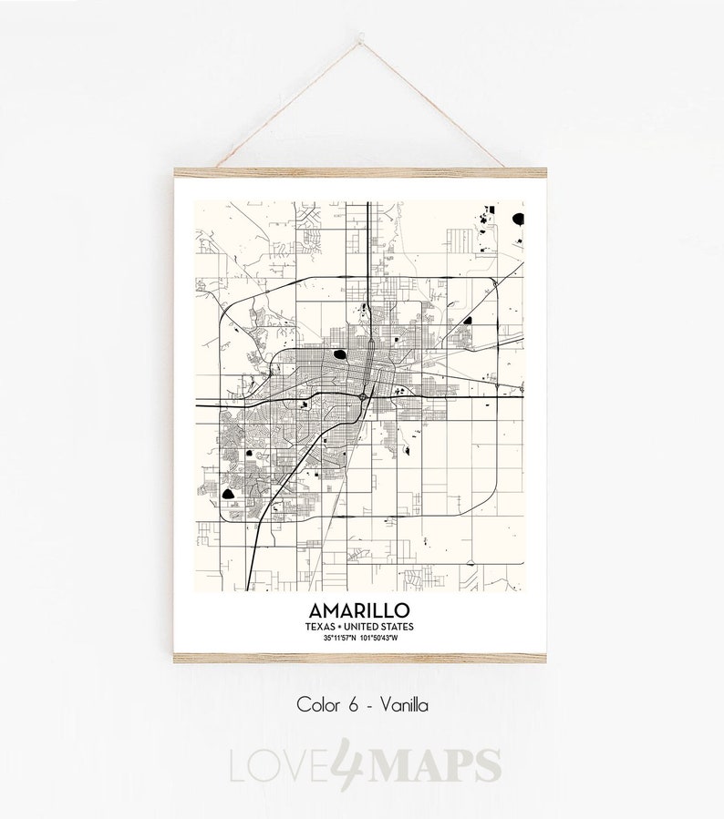 Amarillo TX City Map Poster Print Wall Art Decor Amarillo | Etsy