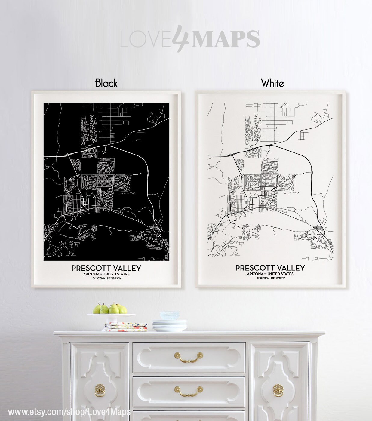 Prescott Valley Arizona Map Prescott Valley City Print | Etsy