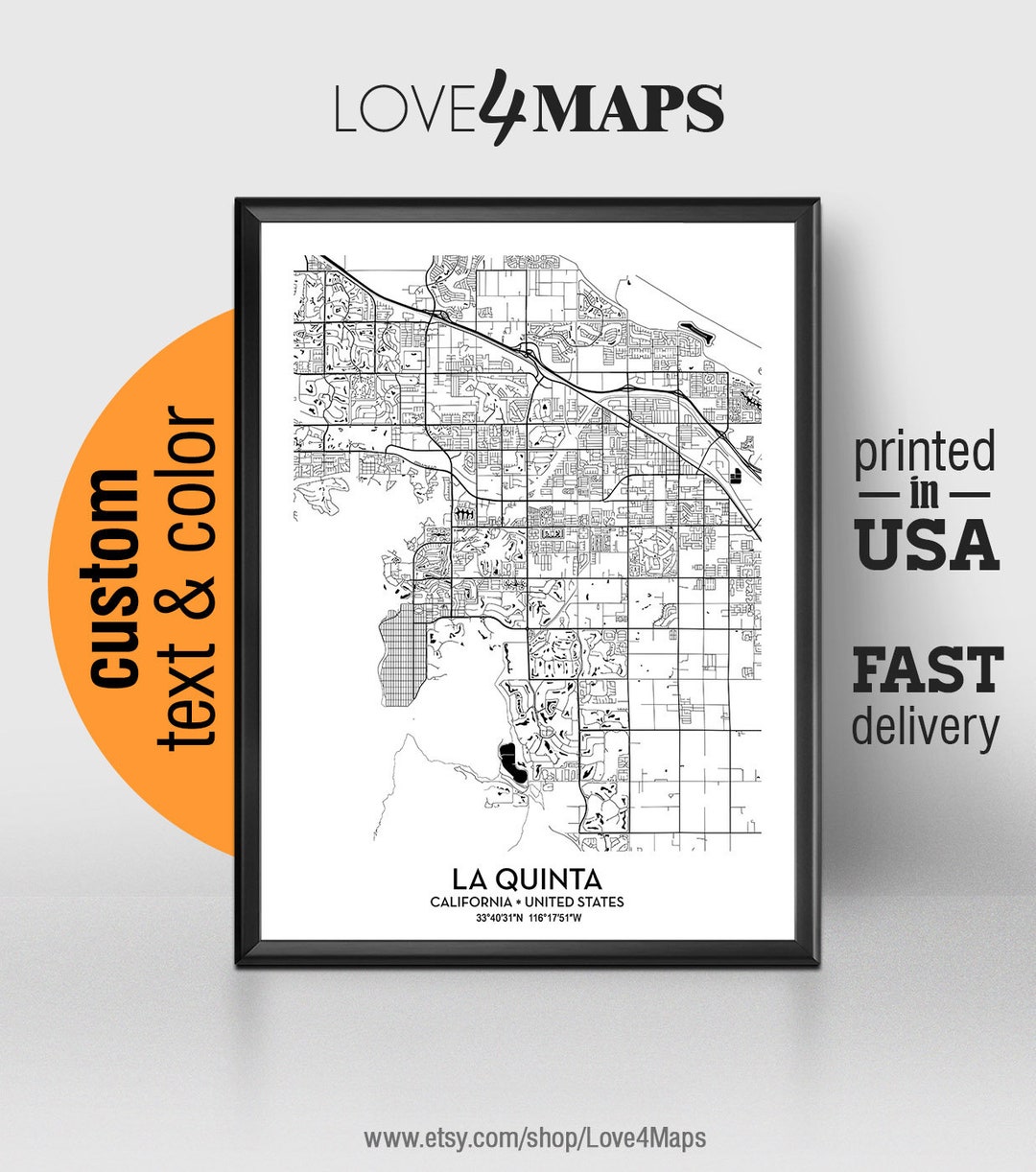 La Quinta California Map, La Quinta City Print, La Quinta Poster ...