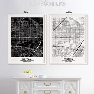 Fontana CA City Map Poster Print Wall Art Decor | Fontana California ...