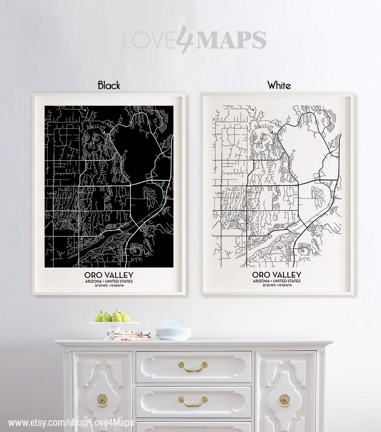Oro Valley Arizona Map Oro Valley City Print Oro Valley | Etsy