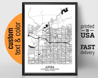 Azusa City Map - Etsy