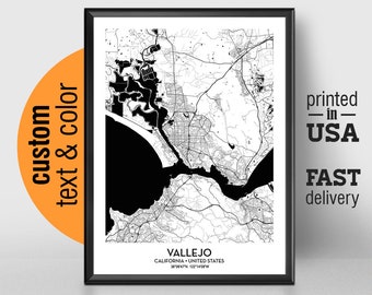 Vallejo City Map | Etsy