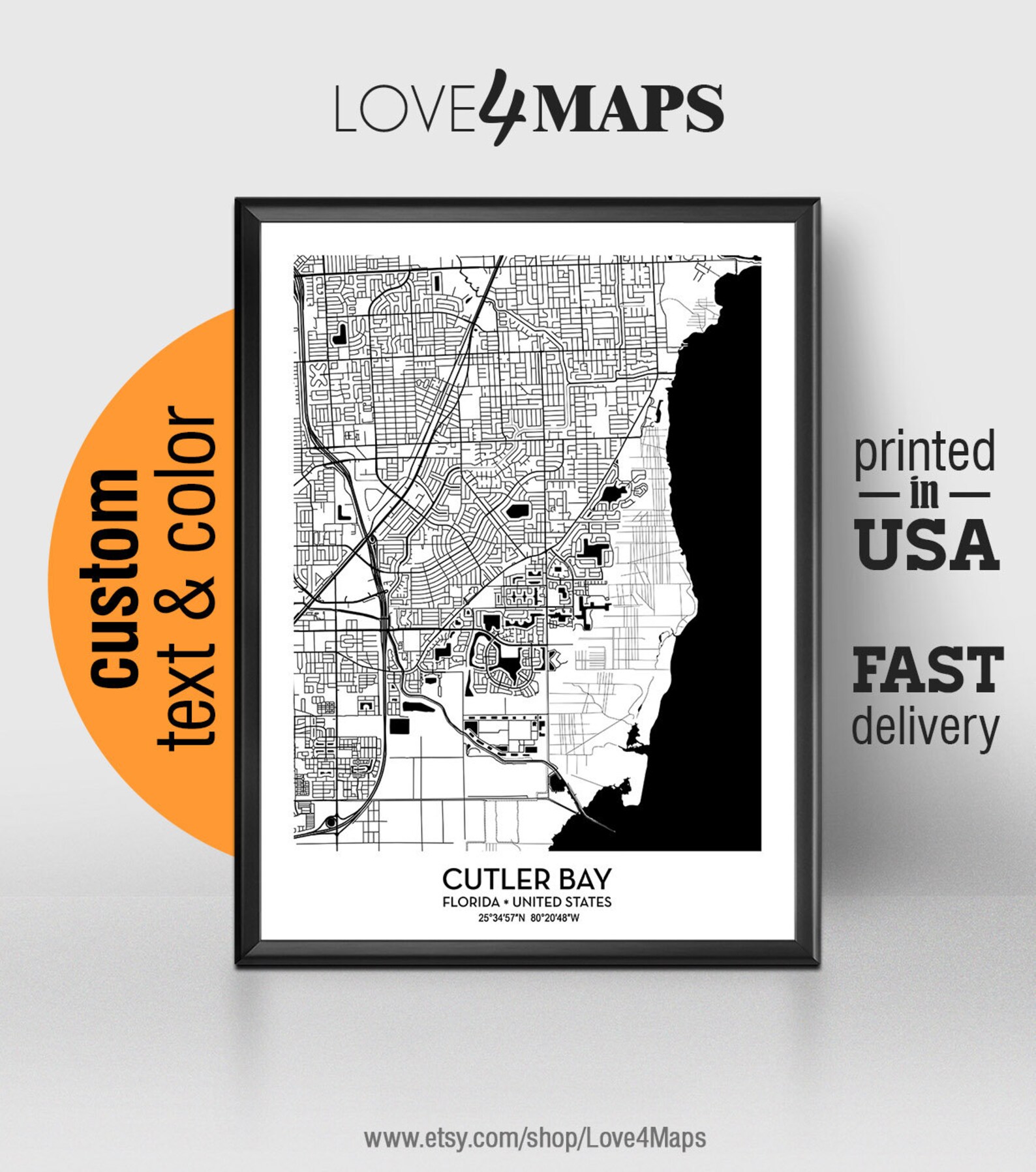 Cutler Bay Florida Map Cutler Bay City Print Cutler Bay - Etsy
