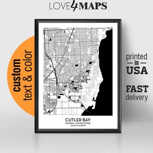 Cutler Bay Florida Map Cutler Bay City Print Cutler Bay - Etsy