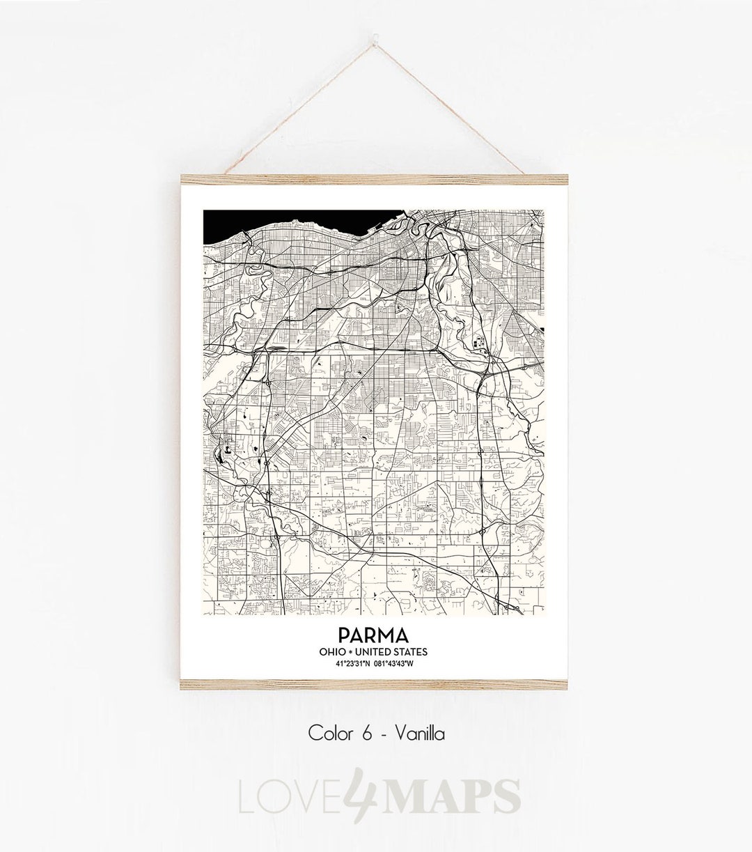 Parma OH City Map Poster Print Wall Art Decor | Parma Ohio Map ...