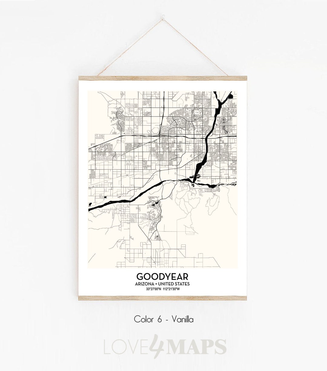 Goodyear AZ City Map Poster Print Wall Art Decor Goodyear Arizona Map ...