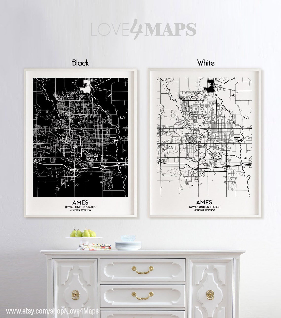 Ames Iowa Map Ames City Print Ames Poster Personalized - Etsy