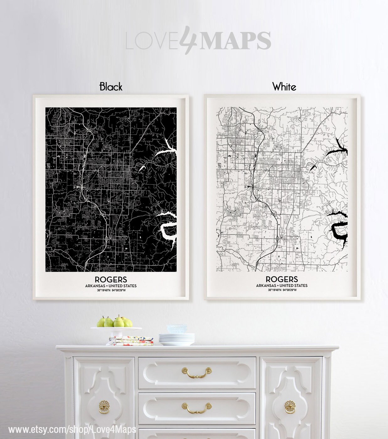 Rogers Arkansas Map Rogers City Print Rogers Poster | Etsy