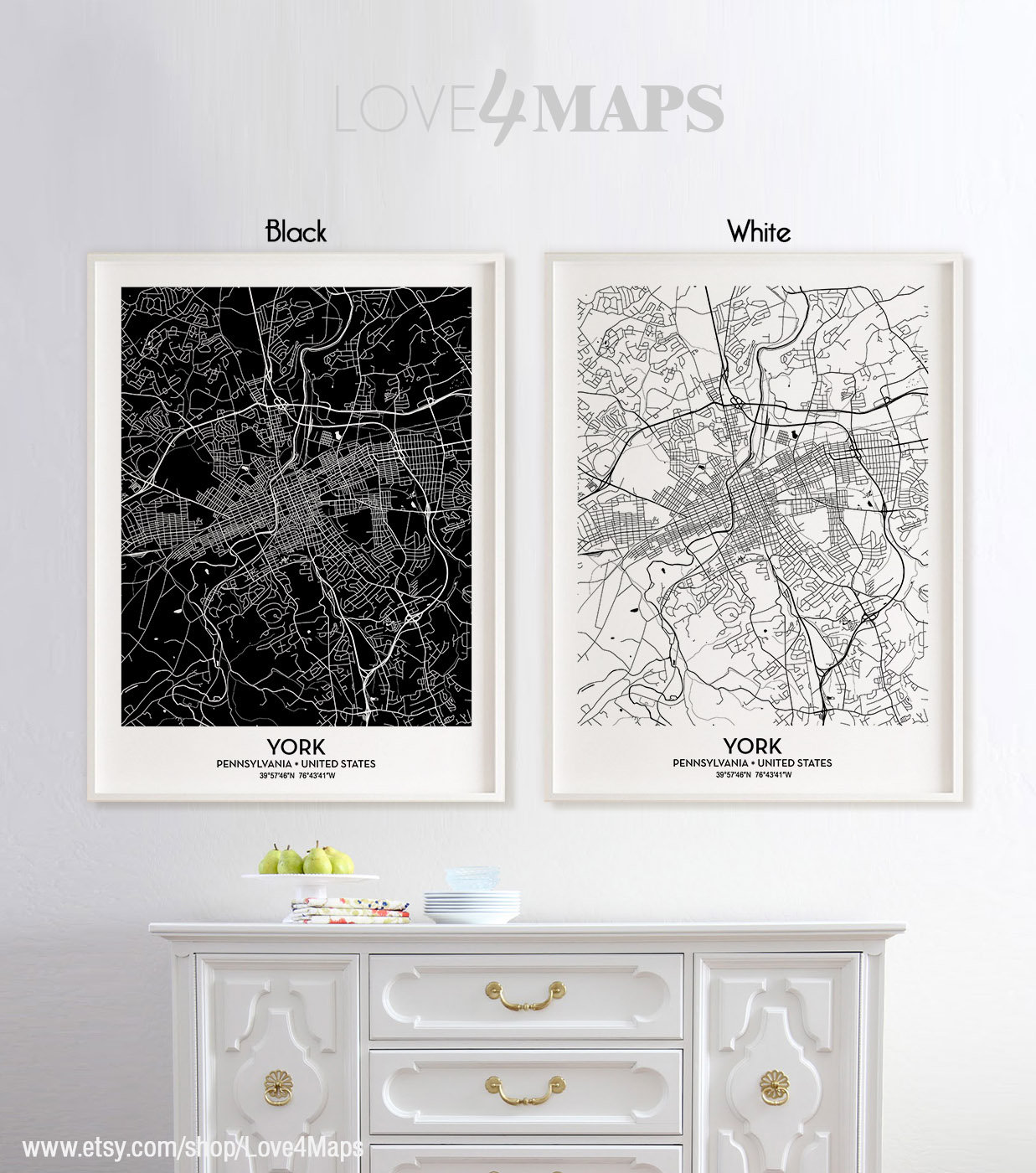 York Pennsylvania Map York City Print York Poster | Etsy