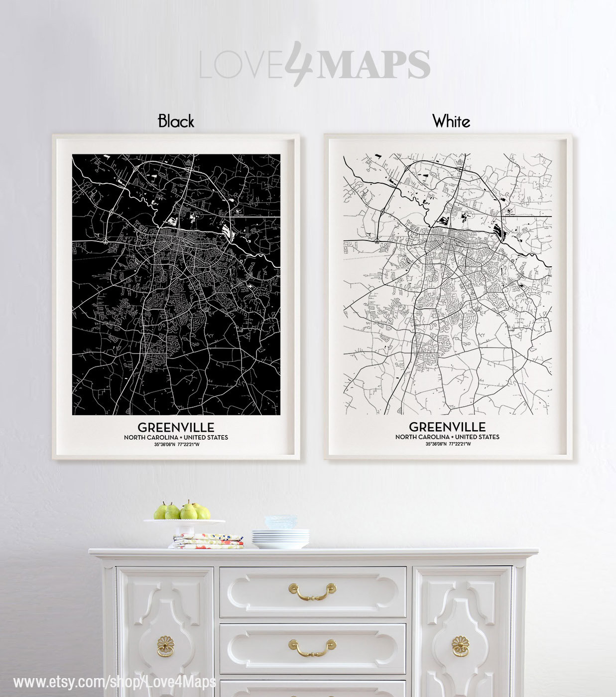 Greenville North Carolina Map City Print Poster Personalized | Etsy