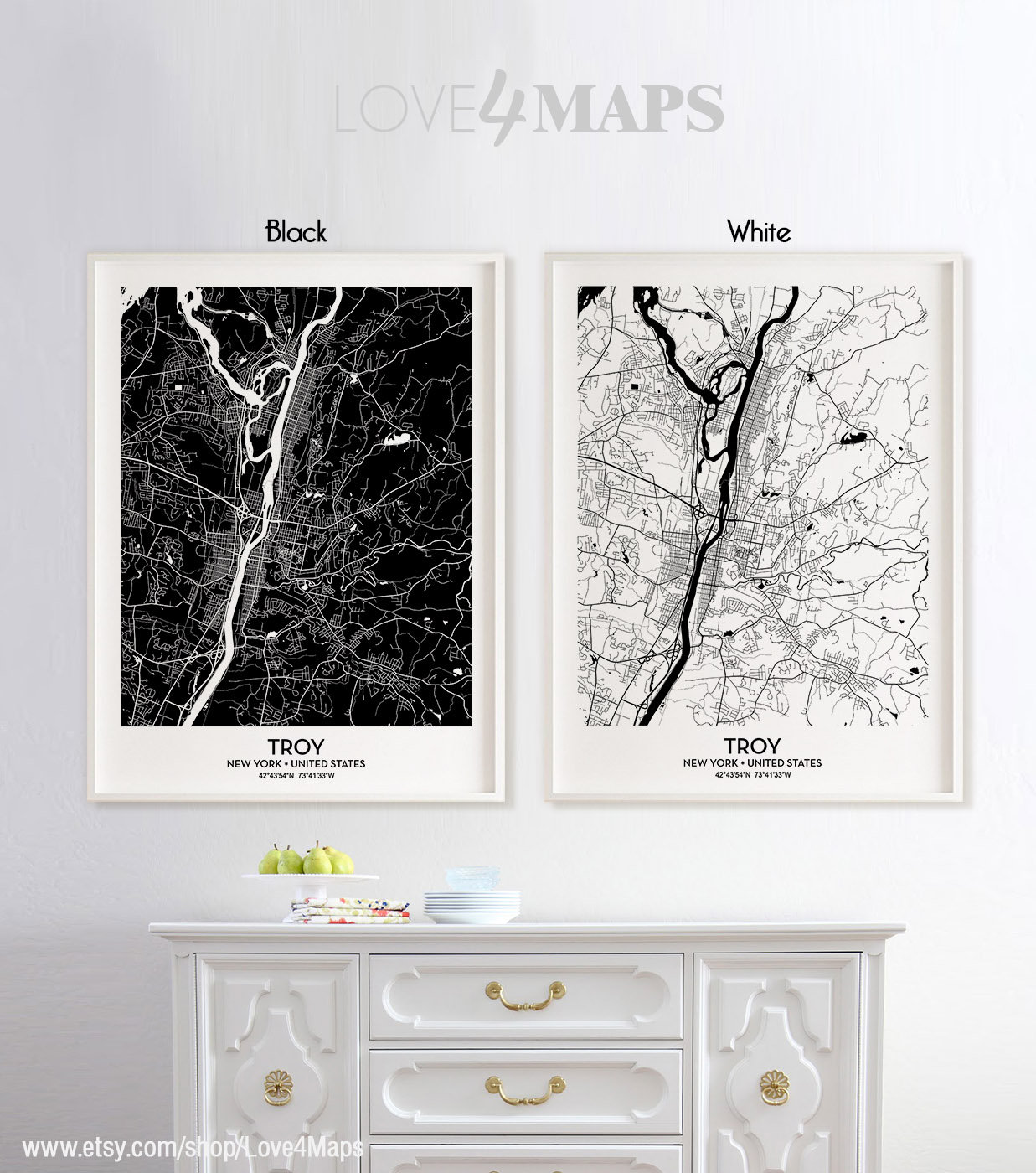 Troy New York Map Troy City Print Troy Poster Personalized - Etsy